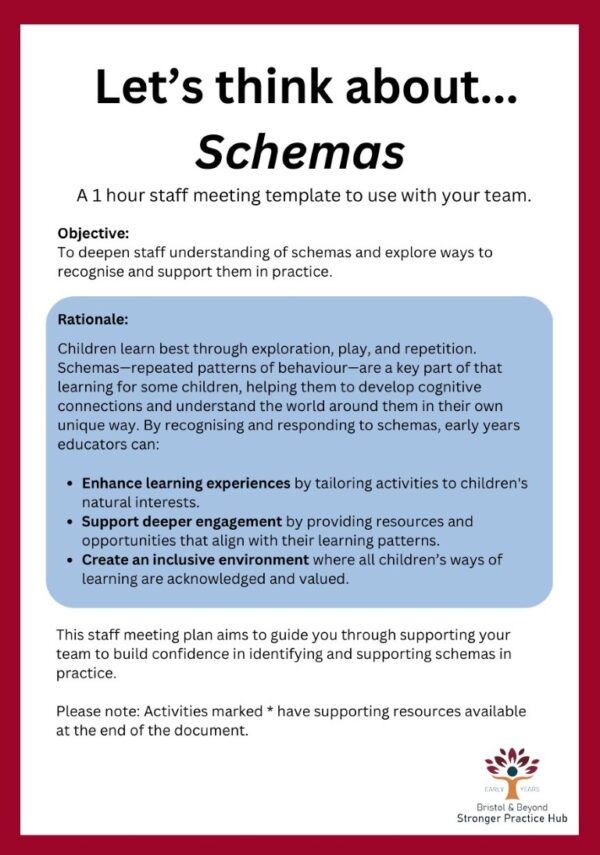Mini INSET Session: Schemas - Bristol Early Years Teaching Hub